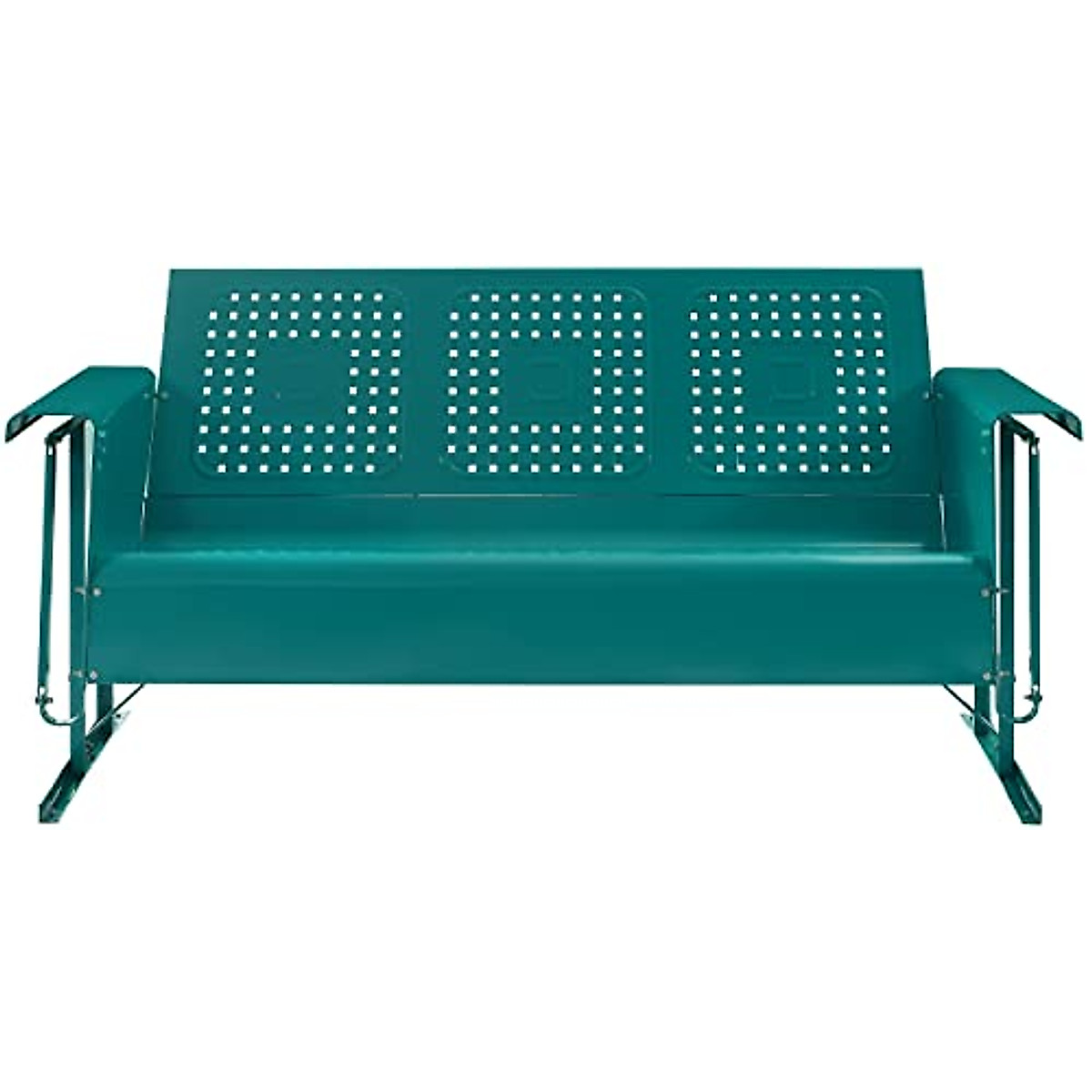 Crosley Furniture CO1023-TU Bates Retro Metal Outdoor Sofa Glider, Turquoise Gloss