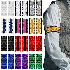 Tarpop 20s Sleeve Garters Armbands Shirt Sleeve Holders for Men Women Roaring Arm Garters Shirt Belt Costume Armband Garter (Multi Colors,12 Pairs)