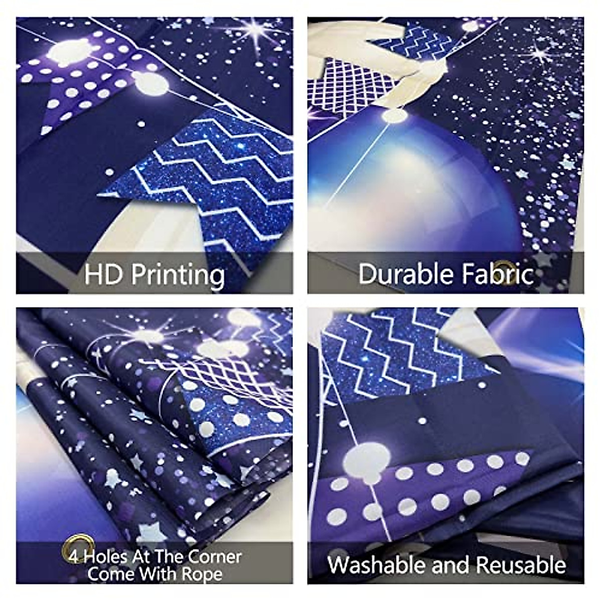 P.G Collin Happy 13th Birthday Banner Backdrop Sign Background 13 Birthday Party Decorations Supplies for Boys Kids 6*4ft Blue White 13