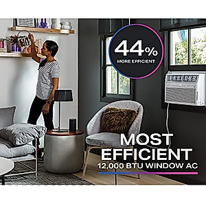GE Profile Inverter Window Air Conditioner 12,000 BTU, WiFi Enabled, Ultra Quiet, Energy Efficient for Large Rooms, Easy Installation with Included Kit, 12K Window AC Unit, Energy Star, White