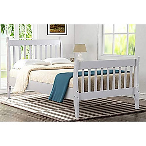 FIQHOME Twin Size Wood Platform Bed Frame,Kids Bed Single Bed with Headboard and Wood Slat Support Mattress Foundation, Twin (White)