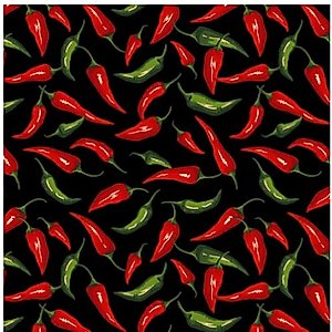 FlashPhoenix Quality Sewing Fabric – Precut - Chili Peppers on Black Prints 100% Cotton Quilt Fabric Size; 36 x 44 by The Yard