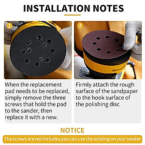 Replacement Sander Pads for Dewalt, 2 Pack 5" 8 Hole Hook and Loop Orbital Sander Pads for DeWalt DW420 DW421 DW422 DW423 DW426 D26451 Random Orbital Sander