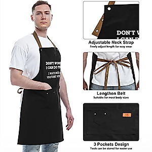 REHAVE Gifts for Dad, Mom, Father's Day Gifts From Daughter Son, Gifts for Men, Gifts for Husband, Boyfriend, Brother, Unique Birthday Gifts – BBQ Cooking Chef Apron 3 Pockets, Kitchen Baking Gifts
