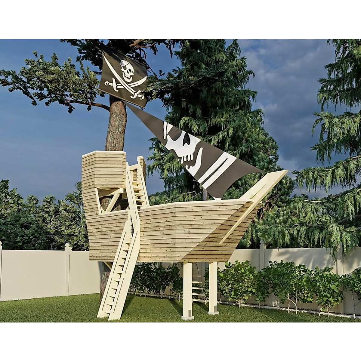 The Pirate Ship © 1 Tree 2 Post Treehouse Plan