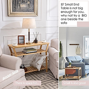 Nnewvante Bamboo Console Table Behind Couch, Entryway Table with Shelves, 3 Tier Narrow Sofa Table for Hallway, Living Room, Foyer 38.6"x11.8"