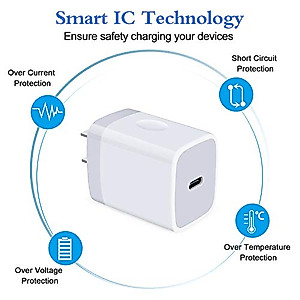 USB C Wall Charger Block 20W for iPhone 14/14 Pro/14 Pro Max/13 12 11 SE XS XR X 8 Plus, iPad Pro, Google Pixel 6a/5/4, Samsung, 2Pack PD Power Adapter Type C Fast Charging Block USB C Box Plug Brick
