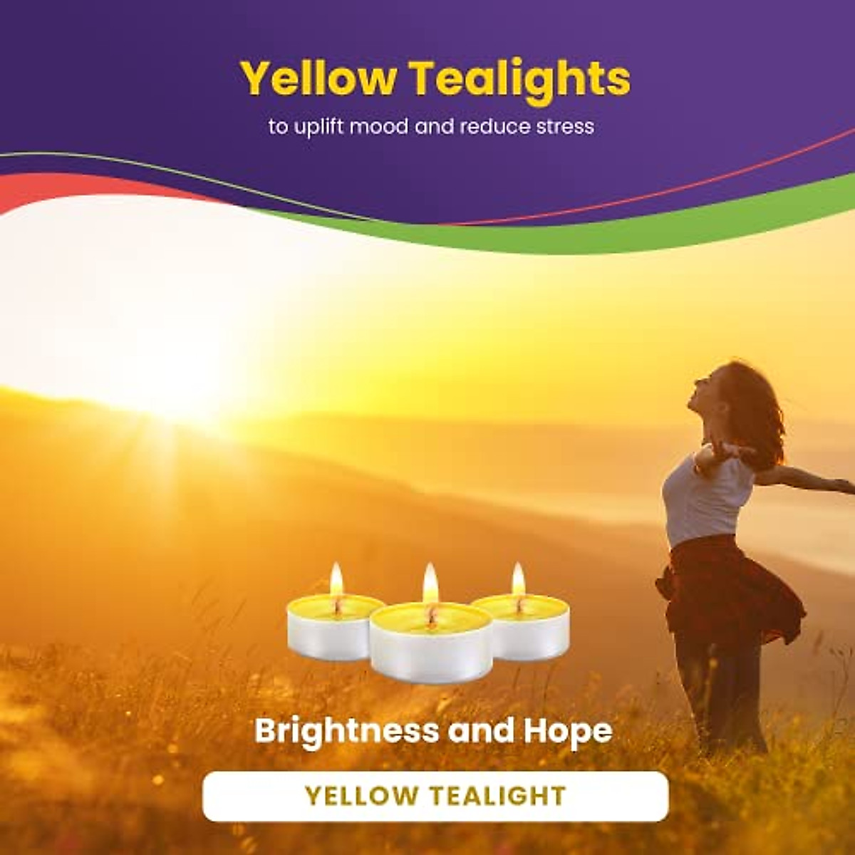 Yellow Candles Tea Lights - 30 Pack - Tea Lights with 3-4 Hour Burn Time - Tea Candles -TeaLight Candles for Holiday, Wedding and Home