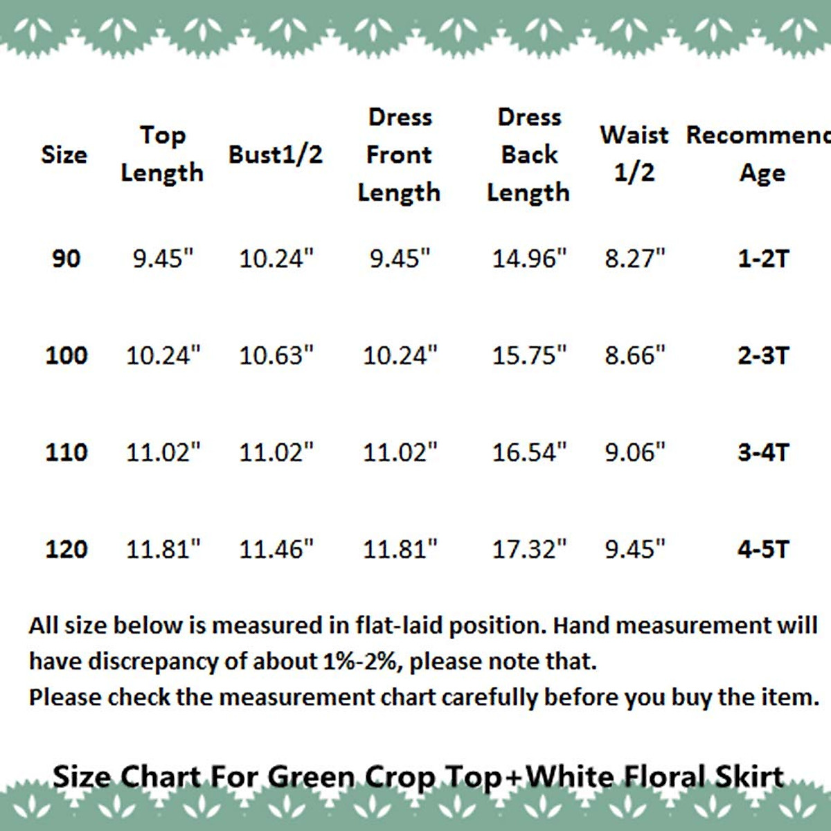 Toddler Baby Girls Ruffle Strap Top+Boho Floral Skirt Summer Outfit Clothes Two Piece Set (Green Crop Top+White Floral Skirt, 3-4T)