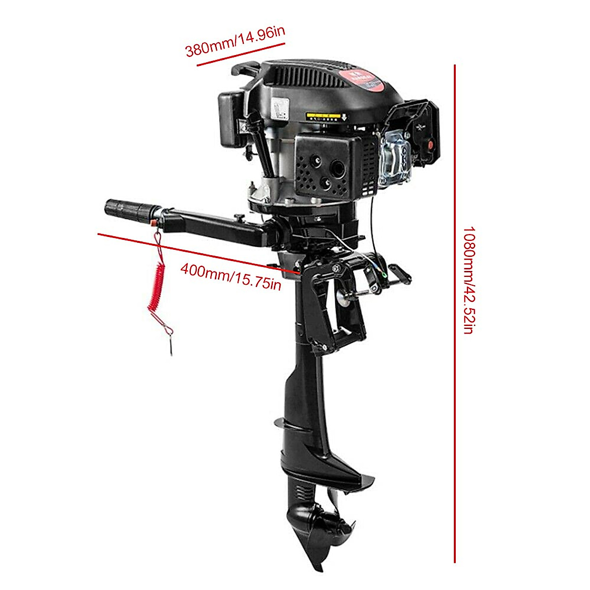 TFCFL 4 Stroke 6.0HP Electric Outboard Motor,Outboard Motor Boat Engine Water Cooling CDI System,Heavy Duty Inflatable Fishing Boat Engine 3.75KW 2500 R/MIN (4 Stroke 6.0HP)