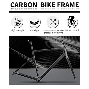 KOOTU Carbon Road Bike, 700C Adult Disc Brake Road Bike for Men and Women Full Integrated Inner Cable Racing Bicycle with Shimano 105 R7000 22 Speed Groupset