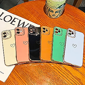 Skyseaco Compatible with iPhone 12 Case, Cute Luxury Plating Heart Case for Women Girls, Soft TPU Full Camera Shockproof Protective Case for iPhone 12 6.1 inch.(Pink)