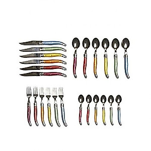 Laguiole Rainbow Platine Flatware in Presentation Box (Set of 24)