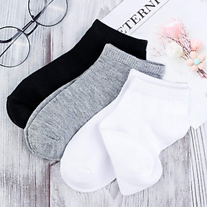 BOOPH 15Pcs Kids Socks for Boy Girls Low Cut Athletic Ankle Socks 4-6 Years Gray