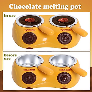 Candy Chocolate Melting Pot for Melting Chocolate, Butter, Cheese, Candy Candle with Tool Mold Handmade DIY Making Electric Melting Pot Chocolate Melting Warming Fondue Set Yellow