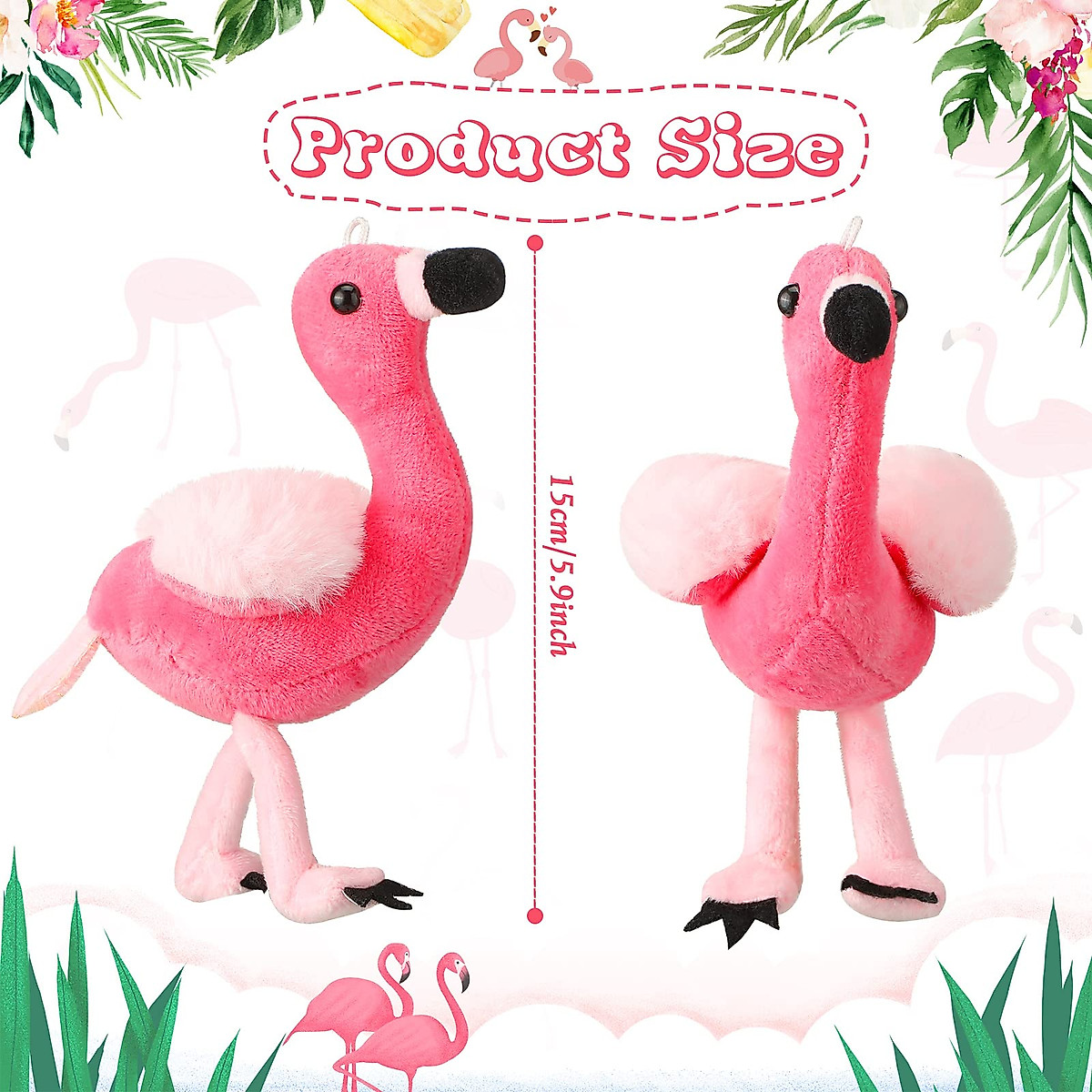 8 Pieces 6 Inch Valentine's Day Plush Flamingo Party Favors Small Flamingo Stuffed Animal Toy Ornaments Keychain for Easter Birthday Party Supplies