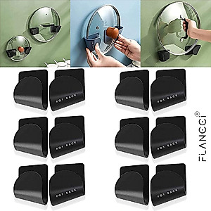 FLANCCI Adjustable Pot Lid Organizer Cabinet Door Kitchen Organization, (6 Pairs) Pot Lid Holder Kitchen Hacks, Pot Lid Organizers Inside Cabinet Door, Wall Mount Pot Lid Hanger, Black set 6 Pairs