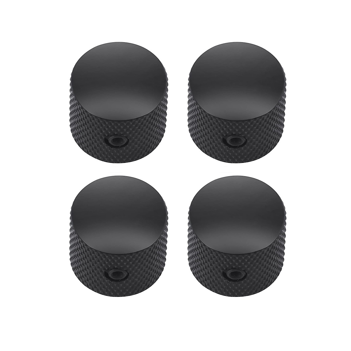 Rubatone Metal Guitar Knobs Dome Control Knobs with Black Knurled Barrels 6mm Split Shafts for Telecaster Stratocaster Electric Guitar or Bass Guitar Set of 4pcs.