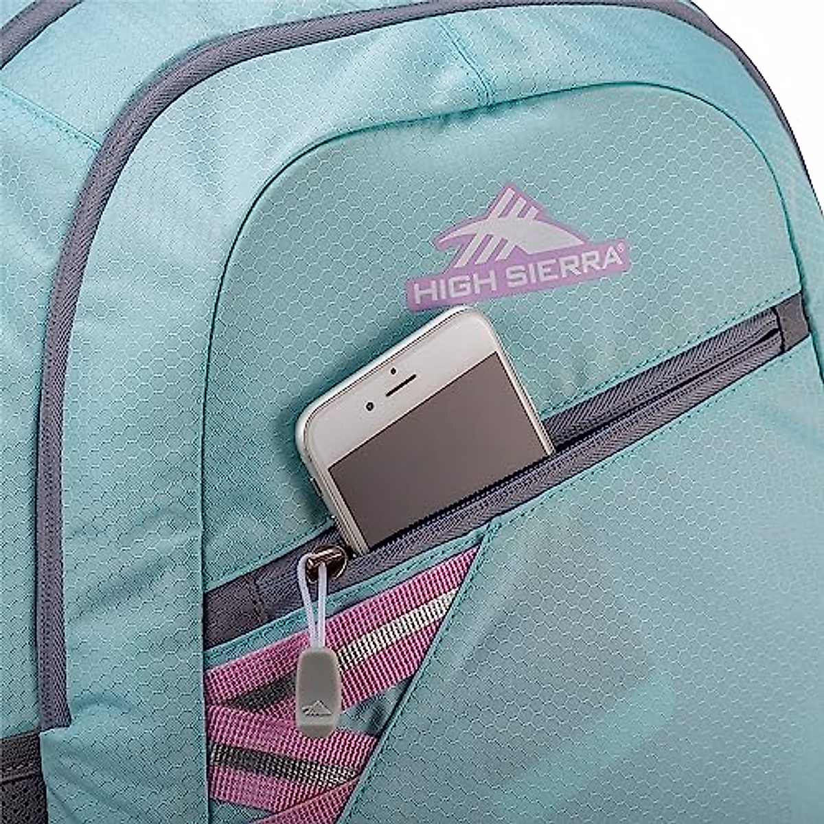 High Sierra Outburst 2.0 Carry-On Daypack Book Bag with Padded Laptop Tablet Sleeve, 360 Degree Reflectivity, Fits Most 15.6" Laptops, 28L, Sky Blue/Iced Lilac