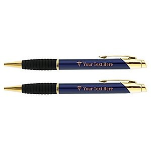 Custom Pens Veterinarian Symbol Vet Pens Engraved Blue Rotating 2-Pack Gift Personalized Pen Set