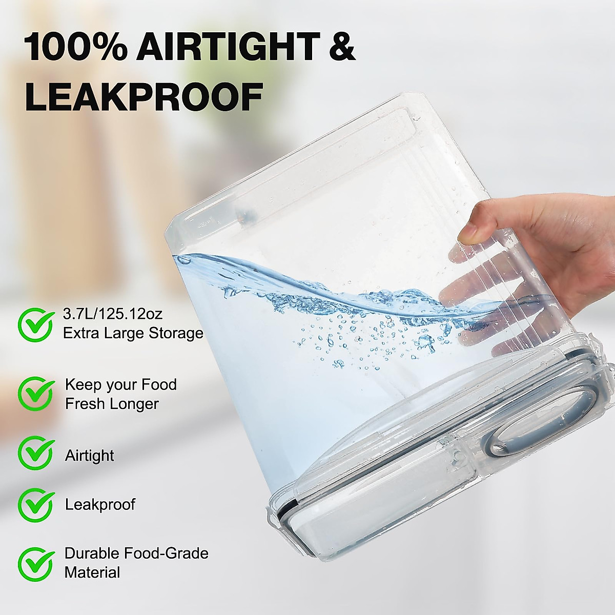 YASHE Cereal Storage Containers Set 6PCS (3.7L/125oz), Airtight Plastic Food Containers with Lids, BPA Free Food Storage Containers for Kitchen Pantry Organization, with 16 Labels & 1 Marker