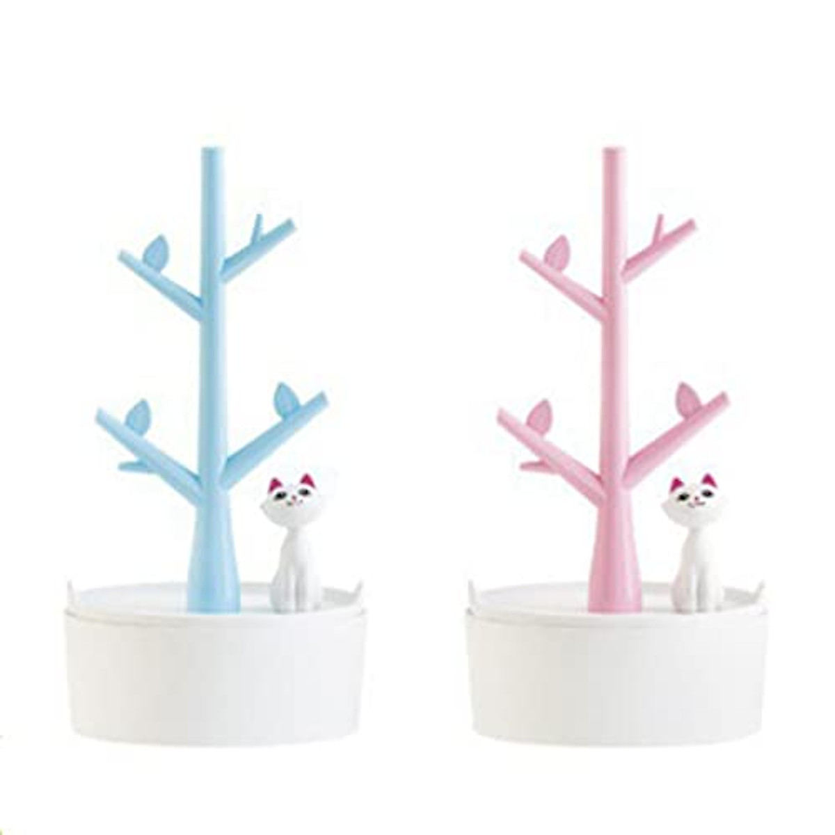 USHOBE Jewelry Display Tree Cat Design: Earring Display Stand Tabletop Cute Earrings Organizer Necklace Holder Tower Earring Tree Tower Ear Stud Holder for Trinkets Organizer Random Color
