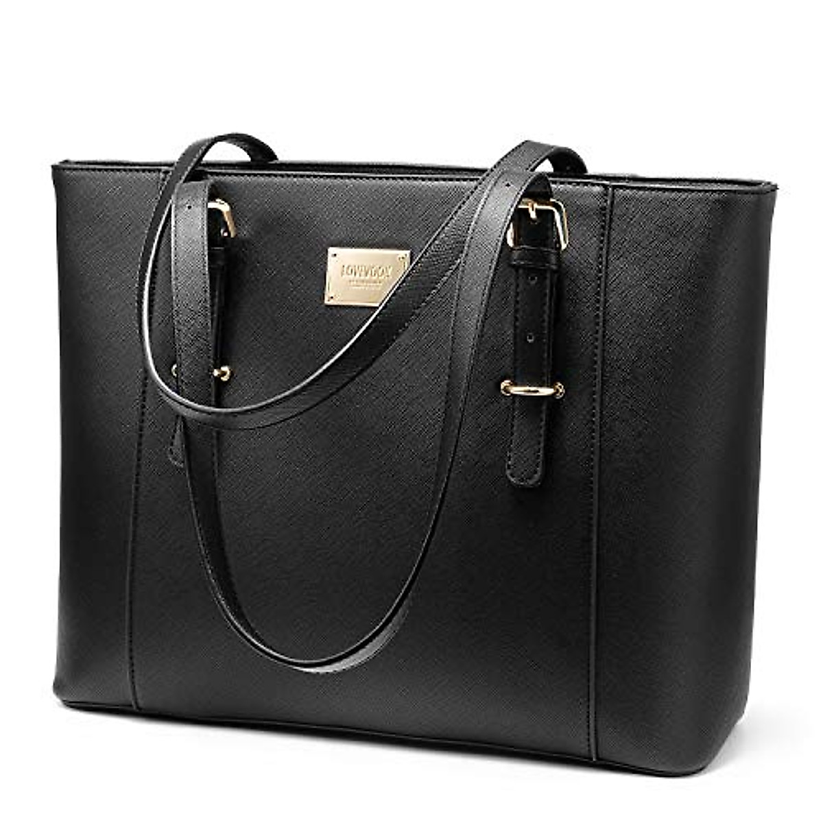 Laptop Bag for Women Large Office Handbags Briefcase Fits Up to 15.6 inch (Updated Version)-Black
