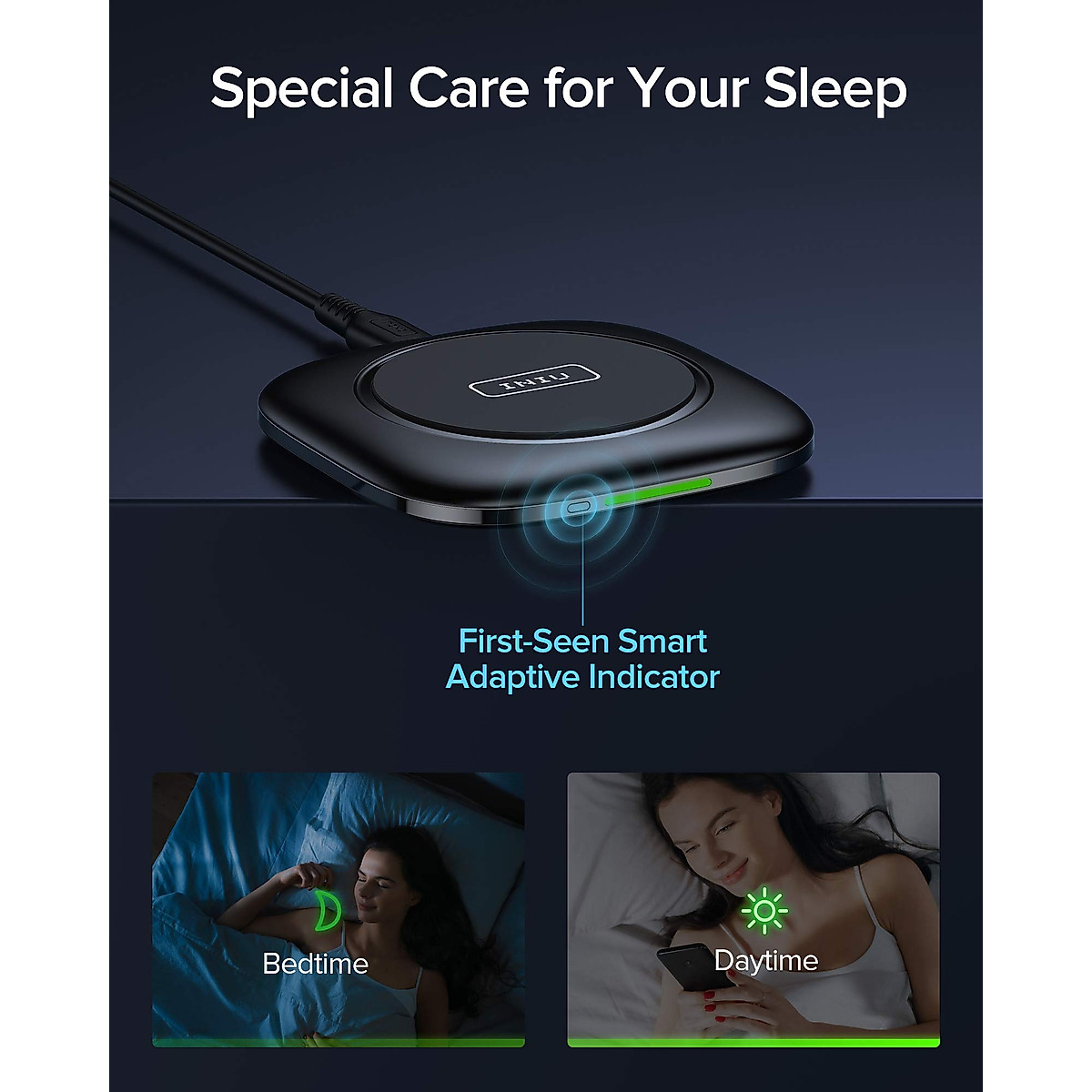 INIU Wireless Charger, 15W Super Fast Wireless Charging Pad with Temp°Guard Compatible with iPhone 14 13 12 11 Pro Max Xr Xs X 8 Plus Samsung Galaxy S20 S10 S9 Note10 9 AirPods LG Google etc.