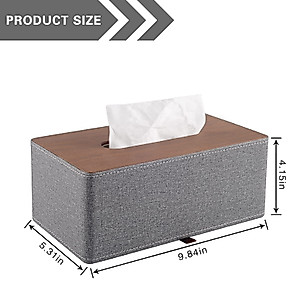 XNONE Tissue Box Cover Rectangle Kleenex Box Holder PU Leather Facial Organizer with Magnetic Bottom,Decorative Napkin Caddy for Vanity Dresser Night Stand Table Countertop Home Office Car,Grey