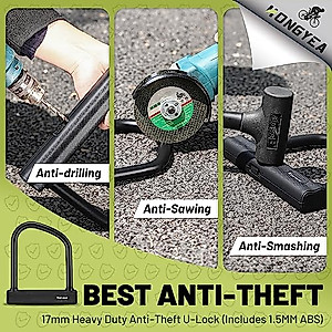 LuTuo U Bike Lock with Key, 17mm Bike Locks Heavy Duty Anti Theft Carbon Steel Bicycle Lock High Security Ebike Lock for Electric Scooter Mountain Bikes Wheel
