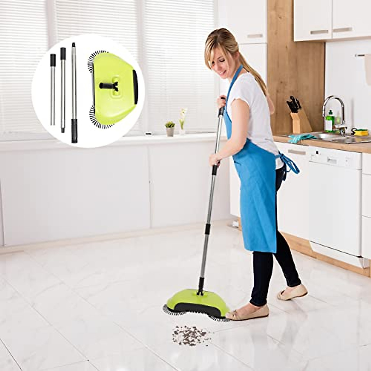 NOLITOY Hand Push Floor Sweeper Broom Carpet Sweeper Floor Cleaning Mop, 360° Rotating Cleaning Sweeper for Home Office Carpet Cleaning