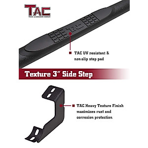 TAC 3” Side Steps Compatible with 2019-2024 Ford Ranger SuperCrew Truck Pickup Texture Black Running Boards Nerf Bars Side Bars Off Road Accessories 2pcs