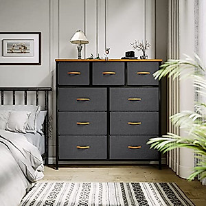 YITAHOME Dresser, Organizer Unit, Living Room, Hallway, Closets & Nursery-Sturdy Steel Frame, Wooden Top & Easy Pull Fabric Bins & Dresser, Organizer Unit, Living Room, Hallway, Dark Grey