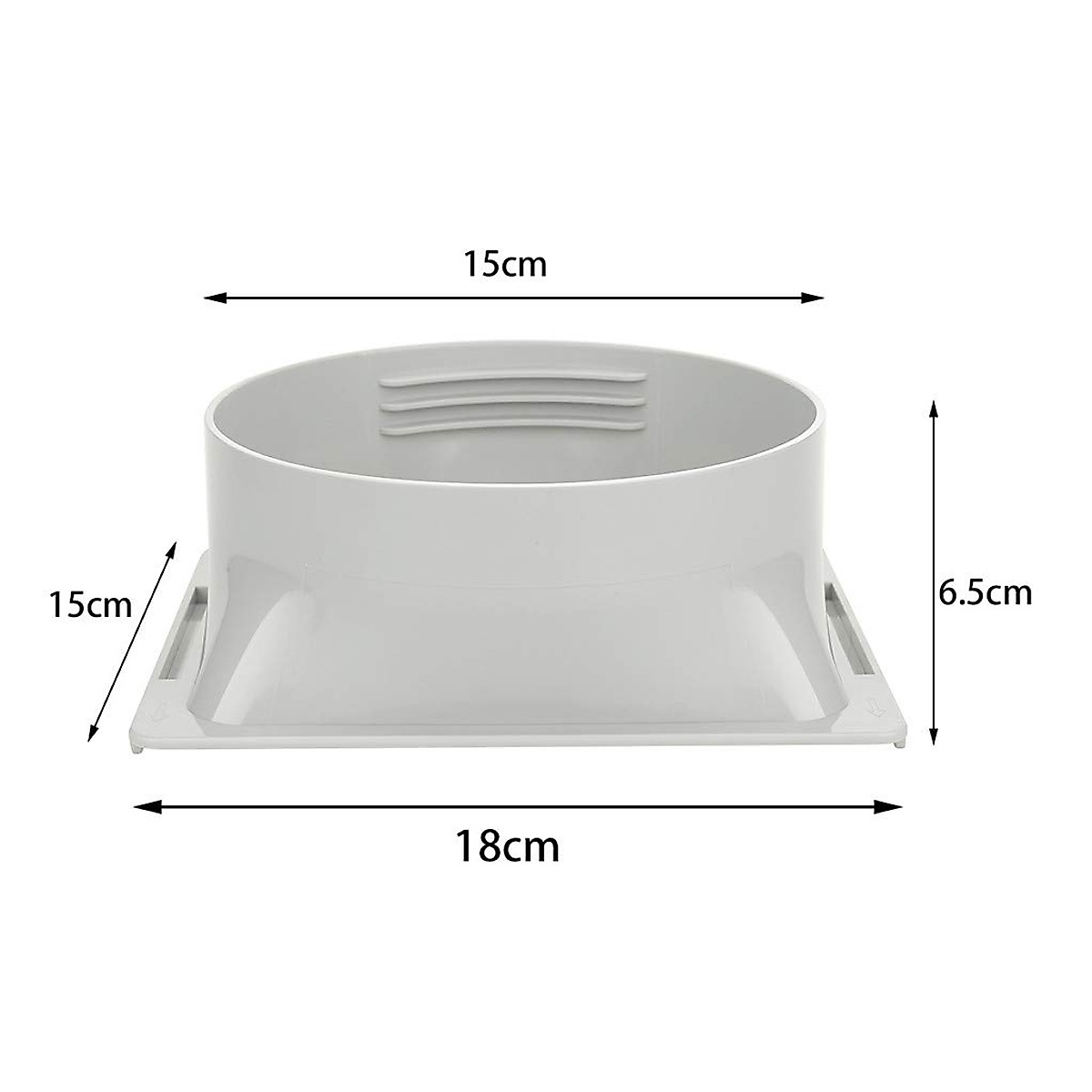 Pek, 5.91In Portable Air Conditioner Adapter Exhaust Hose,Connector Tube Air Hood Baffle Plate Mobile Air Conditioning Special Exhaust Pipe Interface ((150mm) Square Mouth White), 18X15X6.5 cm