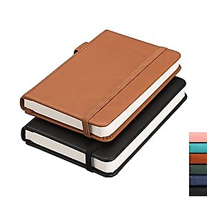 RETTACY Pocket Notebooks,2-Pack Small Notebook Hardcover Mini Journal with 312 Pages,100gsm Thick Lined Paper with Inner Pockets & Page Numbering,3.5" x 5.5"