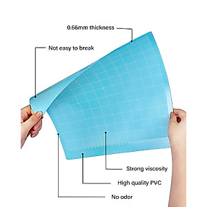 Gwybkq Cutting Mat for Cricut Maker 3/Maker/Explore 3/Air 2/Air/One 12 Pack 12x12 Variety Grip Sticky Pad Replacement Accessories for Silhouette Cricket Card Supplies Standard Light Strong Frabic