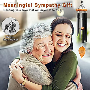 32" Memorial Wind Chimes, Sympathy Wind Chimes, Wind Chimes for Loss of Loved One, Memorial Sympathy Gift for Memory of Bereavement Mother Father for Outdoor Garden Patio - Black