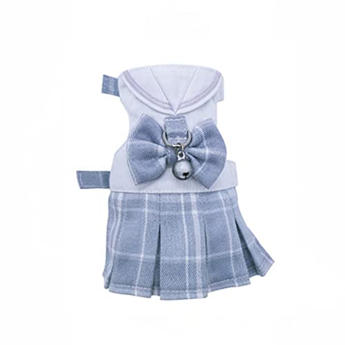 Ferret Harness and Leash - Soft Cotton Small Pet Uniform Harness with Safe Bell, No Pull Comfort Padded Vest for Ferret, Guinea Pigs, Chinchilla and Similar Small Animals (Grey Dress)