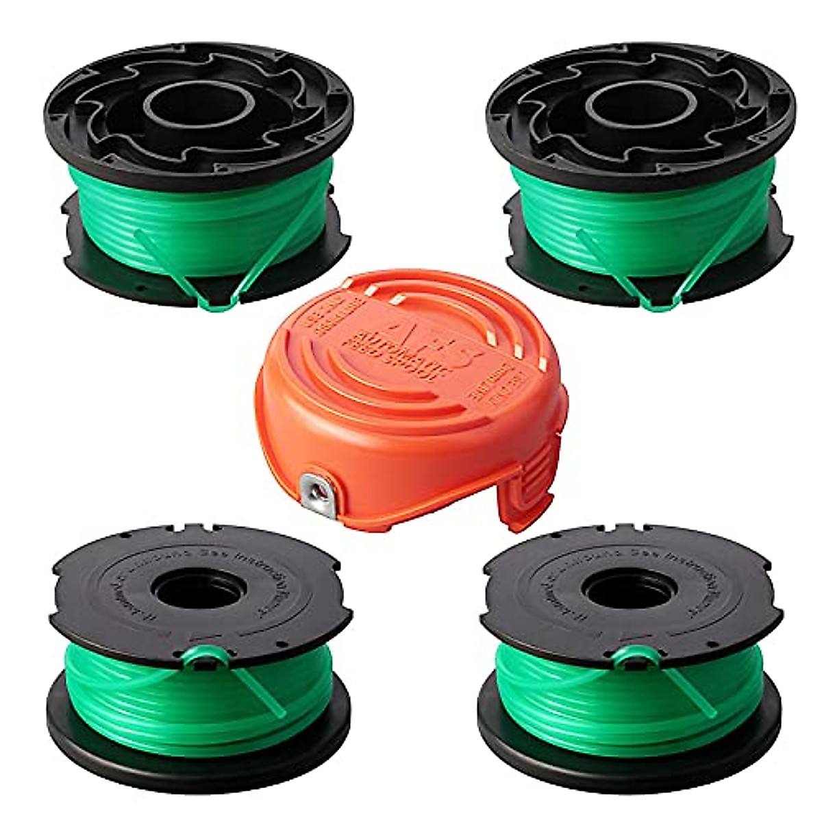 Eyoloty SF-080 Trimmer Replacement Spools Compatible with Black Decker SF-080-BKP GH3000 GH3000R LST540 LST540B Weed Eater 20ft 0.080" Edger Refills with 90583594 Cover Cap (4 Spool, 1 Cap)