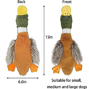 AIMETING No Stuffing Toys 3 Pack, Squeaky Dog Toys for Large Dogs, Plush Toys for Aggressive Chewers, Indestructible Crinkle Paper Duck Dog Toy, Puppy Chew Toys for Teething (Soft Plush)