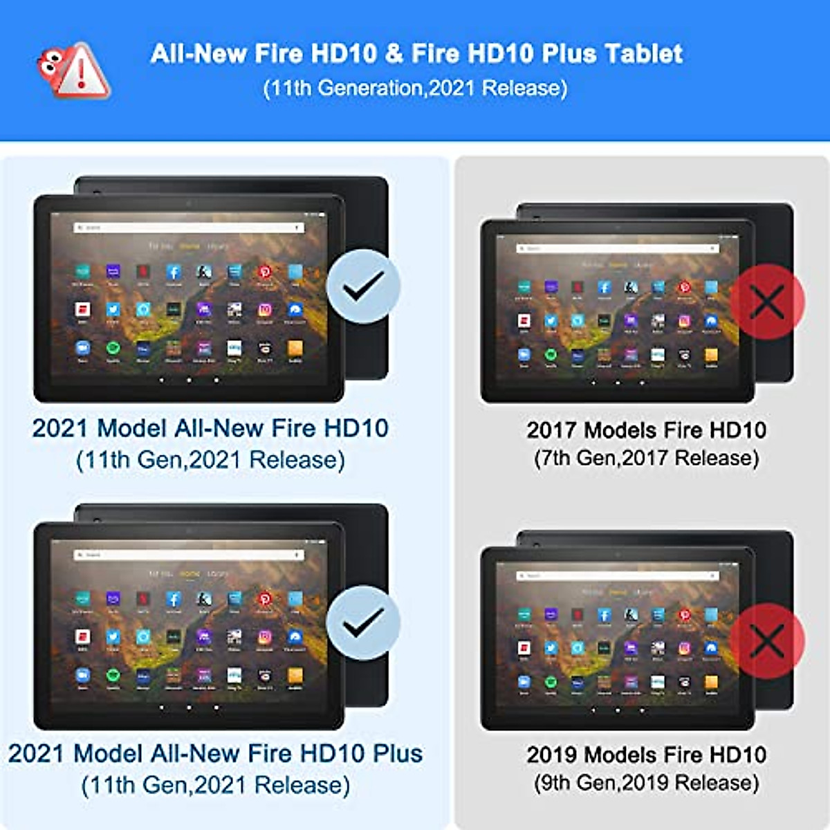 Case for All-New Amazon Kindle Fire HD 10 Tablet & Fire HD 10 Plus Case(11th Generation, 2021 Release) 10.1" -Trifold Stand Cover Ultra Lightweight Slim Shell Stand Cover Auto Wake/Sleep (Black)