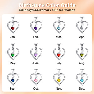 Birthstone Necklace for Women, S925 Sterling Silver Necklace March Birthstone Jewelry for Women Infinity Heart Aquamarine Necklace for Women Mom Birthday Gifts for Women