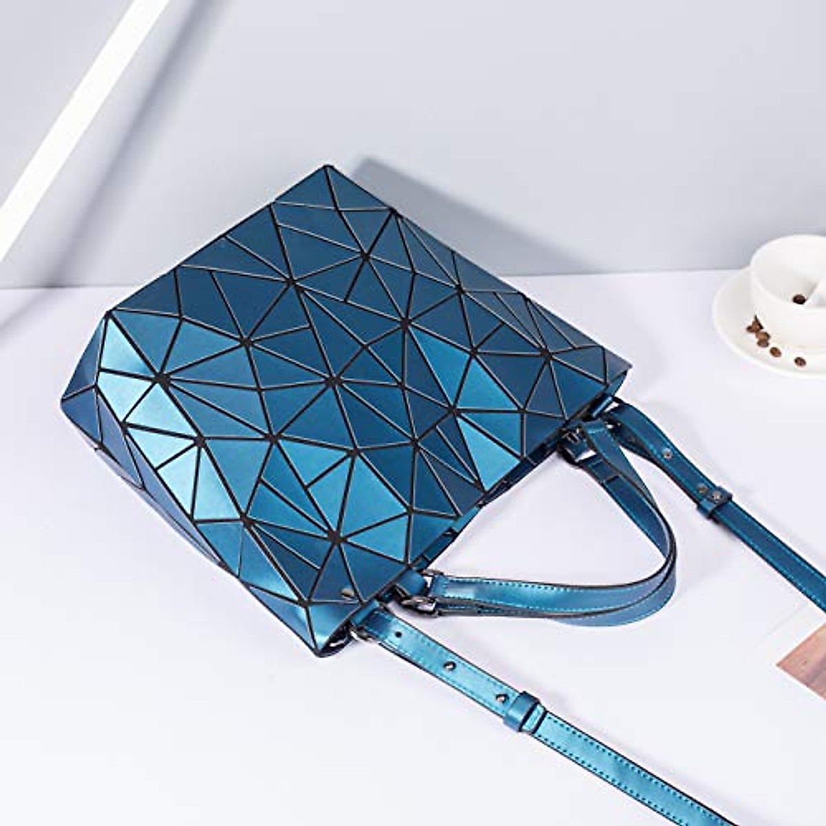 Geometric Luminous Purses and Handbags Holographic Reflective Crossbody Bag Wallet Flash Rainbow Tote NO.6