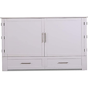 Mega Solutions Emurphybed Daily Delight Murphy Cabinet Chest Bed with Charging Station 8 Inch, Queen (White)