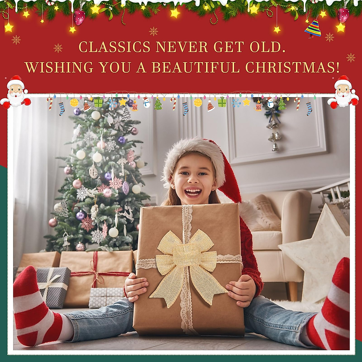 Waydress Natural Burlap Ribbon Burlap Edge Fabric Craft Ribbon for Bow Wreath Tree DIY Decor Outdoor Wedding Home Christmas Party Decoration(1.5 Inch x 50 Yard,Natural)