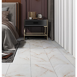 FunStick 30 Pack Grey Vinyl Flooring Peel and Stick Floor Tiles 12x12 Inch Pink Marble Waterproof for Bathroom and Kitchen