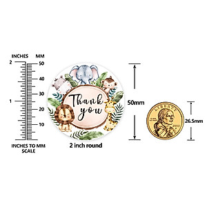 80 Wild Safari Thank You Stickers, Jungle Safari Baby Shower Favor Stickers, Wild Animals Birthday Party Favor Label Decorations (2 Inch)