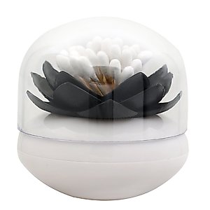 Bluelans Q-Tips Holder Cotton Ball/Swab Organizer Lotus Cotton Swab Dispenser Cosmetic Storage Toothpick Holder - Black