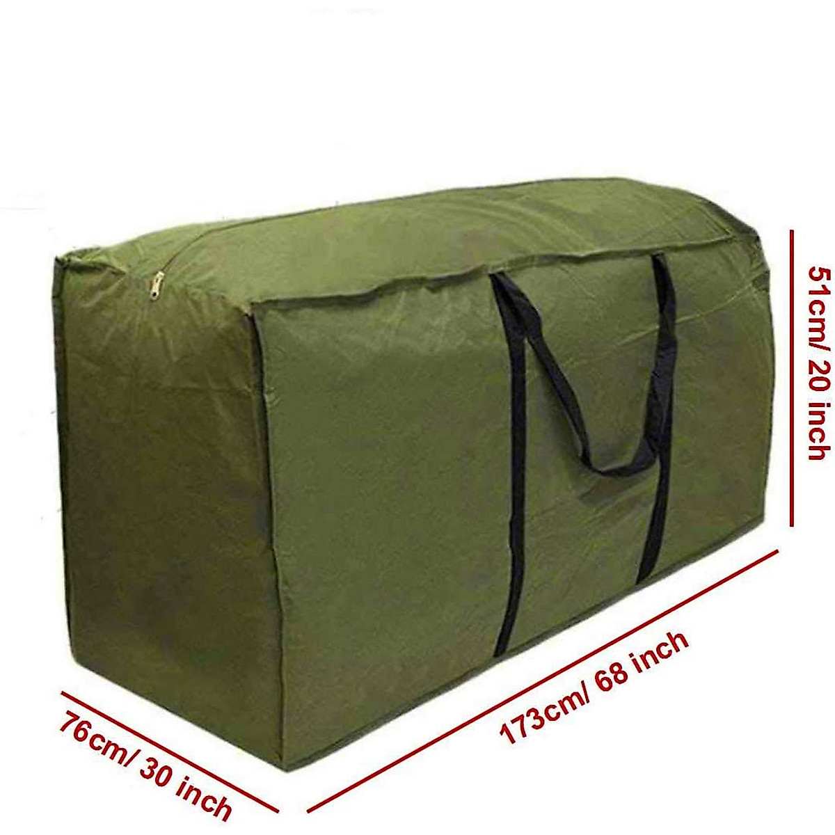 2 Pack Patio Cushion/Cover Waterproof Outdoor Cushion Storage Bag Rectanglar with Zippers and Handles 68L x 30W x 20H Inch Cover Garden Furniture Storage Bag Green