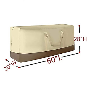 skyfiree 2 Pack Patio Cushion Storage Bag Waterproof Extra Large Outdoor Cushion Storage Bag with Handles, 60" Lx20 Wx28 H, Beige&Coffee